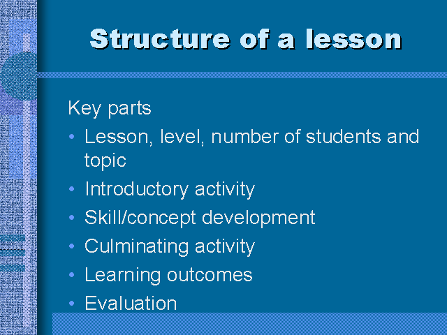 Structure of a lesson